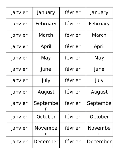 Jours et Mois (Days and Months in French) Dominoes | Teaching Resources