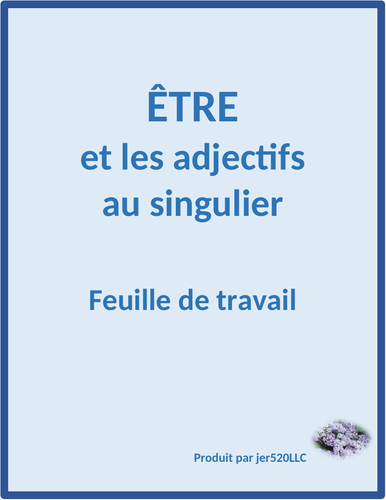 Être et les adjectifs au singulier French Worksheet | Teaching Resources