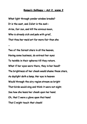 Shakespeare's 'Romeo and Juliet' - Act 2, scene 2 | Teaching Resources