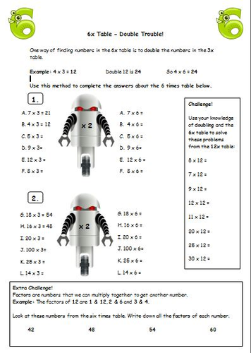 3x and 6x Tables Activity Sheet Packs (KS1 & KS2) | Teaching Resources