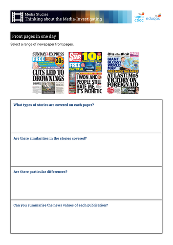 Edquas GCSE Media Studies 2019 - Newspapers (Component 1) PPT SOW ...