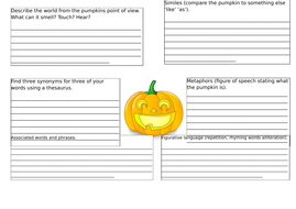 Pumpkin descriptive writing / poetry planning sheet | Teaching Resources