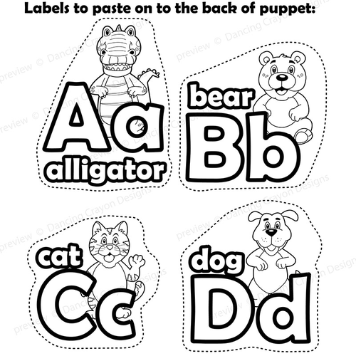Alphabet Craft Activity - A - Z Animal Puppets - Paper Bag Puppet ...