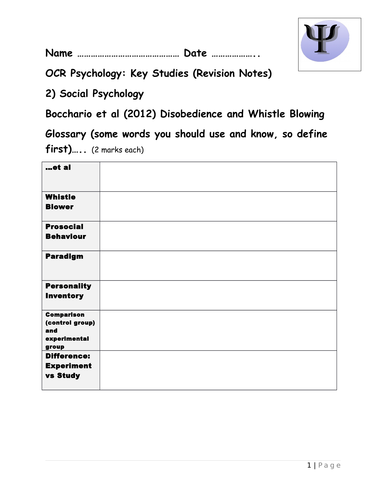 OCR A-Level Psychology: Core Study #2 Bocchario et al (2012) | Teaching ...