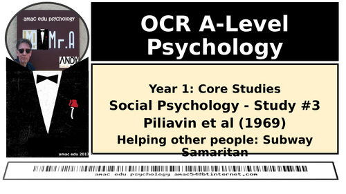 OCR A-Level Psychology: Core Study #3 Piliavin et al (1969) | Teaching ...