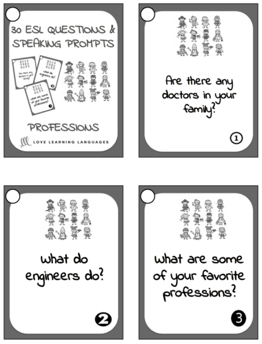 Professions - 30 ESL - ELL speaking prompt question cards | Teaching ...