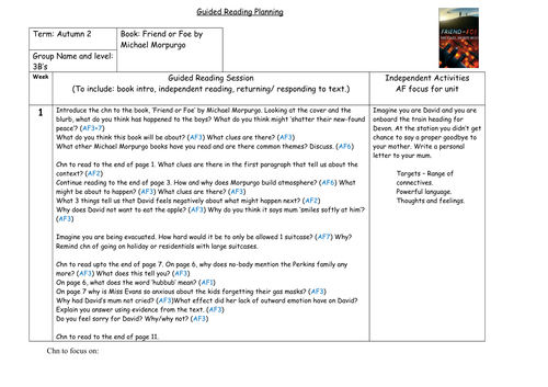 Friend or Foe Guided Reading planning | Teaching Resources