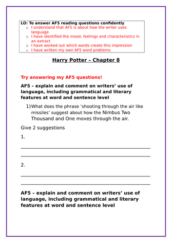 Harry Potter and the Chamber of Secrets - guided reading planning ...