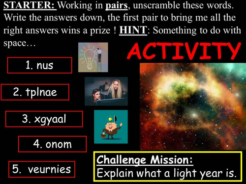 Space, solar system, stars, galaxies. | Teaching Resources