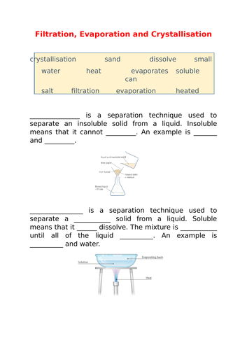 Separation Techniques - Filtration, Evaporation, Crystallisation ...