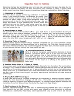 Unique New Year's Eve Traditions - Reading Comprehension Worksheet ...