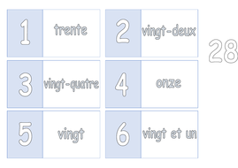 French numbers 1-30 'Follow Me' card set | Teaching Resources