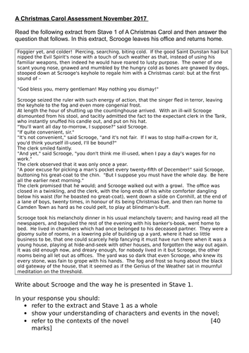 A Christmas Carol: Stave 1 assessment, prep sheet and model essay. 3 ...