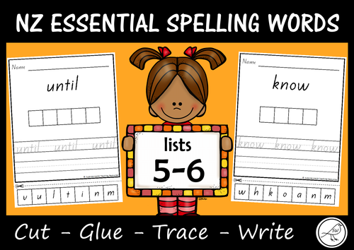 New Zealand Essential Spelling Words – Lists 5-6 – Cut, Glue, Trace ...