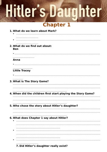 Hitler's Daughter - Activities for Chapters 1-6 | Teaching Resources