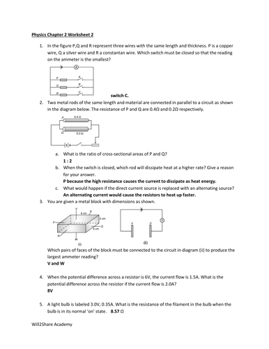 Electric Field, Charge Flow, Ohm's Law and Material Resistance ...