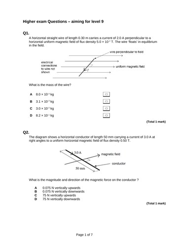 GCSE 9-1 Physics Electromagnetism FBIL calculations | Teaching Resources