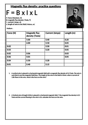 GCSE 9-1 Physics Electromagnetism FBIL calculations | Teaching Resources
