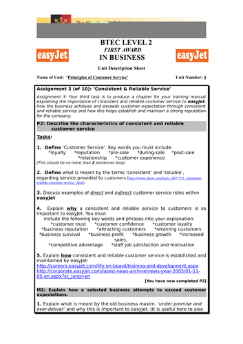 BTEC Level 2 Unit 4 Customer Service | Teaching Resources