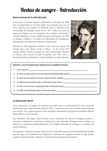 Bodas de Sangre - Booklets of activities for A level Spanish | Teaching ...