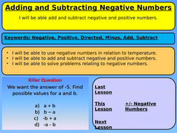 Adding And Subtracting Negative Numbers | Teaching Resources