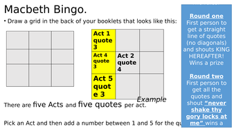 Macbeth Bingo KS3 & KS4 | Teaching Resources