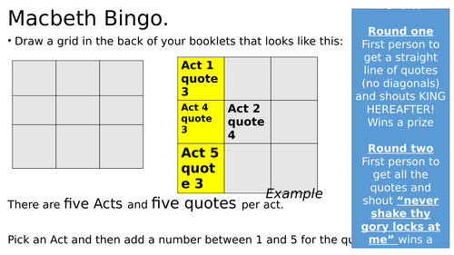 Macbeth Bingo KS3 & KS4 | Teaching Resources