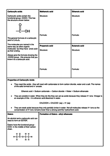 AQA GCSE Chemistry Organic Chemistry worksheets and activities ...