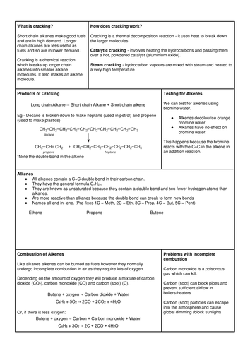 AQA GCSE Chemistry Organic Chemistry worksheets and activities ...