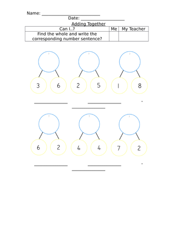 Addition within 10 part-whole model | Teaching Resources Addition within 10 part-whole model | Teaching Resources