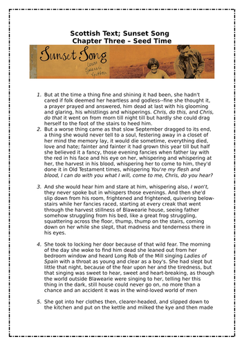 Sunset Song - Lewis Grassic Gibbons | Teaching Resources