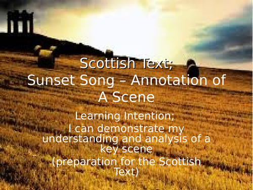 Sunset Song - Lewis Grassic Gibbons | Teaching Resources