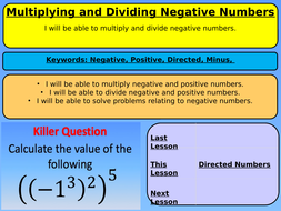 Multiplying and Dividing Negative Numbers | Teaching Resources
