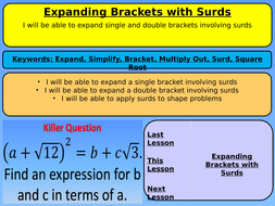 Expanding Brackets with Surds | Teaching Resources