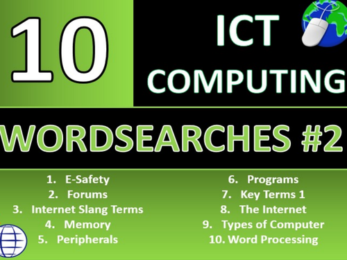 10 x Wordsearches #2 ICT Computing GCSE or KS3 Keyword Starters ...