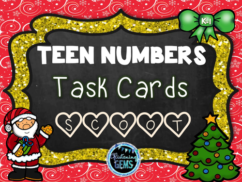Teen Numbers Task Cards Christmas Theme(Number Sense) | Teaching Resources