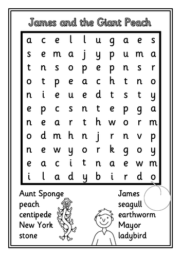 James and the Giant Peach novel study- worksheets, display materials ...