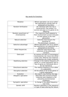 Evolution - key words and phrases for A level Biology. Review/Revision ...