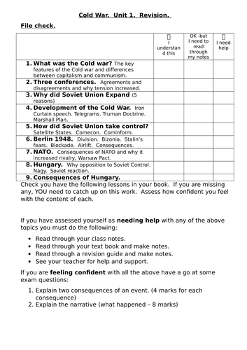 GCSE History: Edexcel 9-1. WHOLE UNIT INC RESOURCES: Cold War 1941-1991 ...
