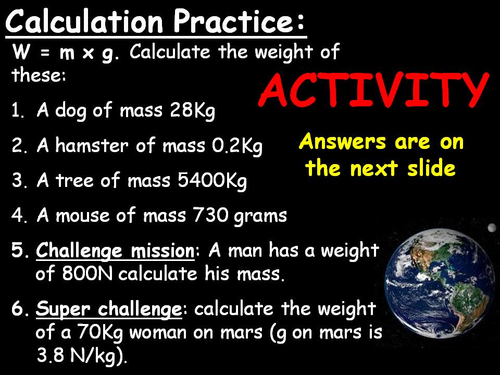 Gravity, weight and mass. | Teaching Resources