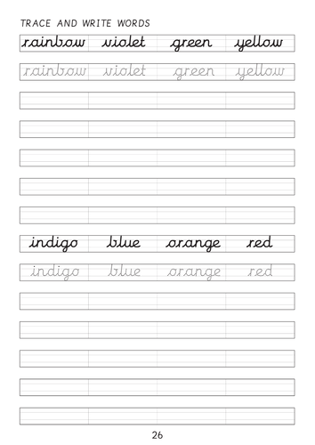 Cursive handwriting book 2 with letters, words and sentences | Teaching ...