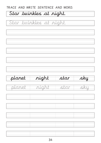 Cursive handwriting book 3 with letters, words and sentences | Teaching ...