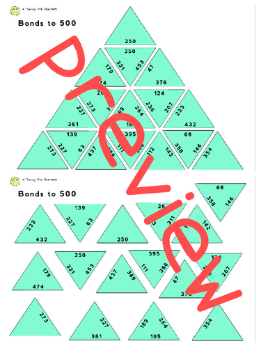 Number Bond Tarsia Puzzles: 100, 500, and 1000 | Teaching Resources