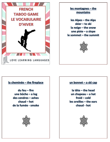 GCSE FRENCH: Le Vocabulaire d'Hiver: French Taboo Game | Teaching Resources