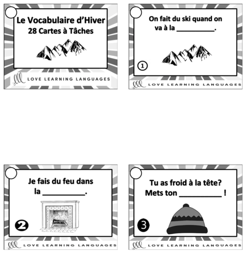 Le Vocabulaire d'Hiver Task Cards - French Winter Vocabulary | Teaching ...