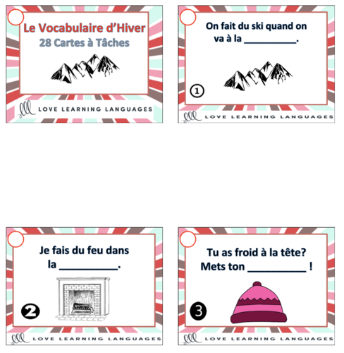 Le Vocabulaire d'Hiver Task Cards - French Winter Vocabulary | Teaching ...