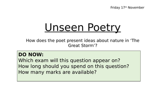 GCSE Unseen Poetry Lesson | Teaching Resources