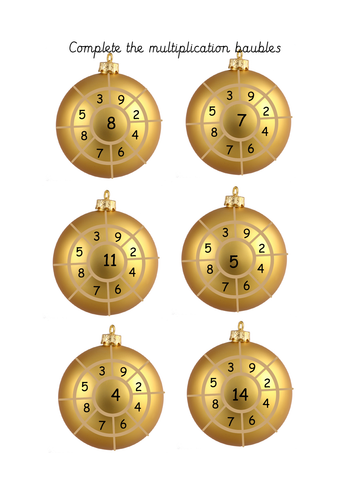Christmas Themed Multiplication Baubles | Teaching Resources