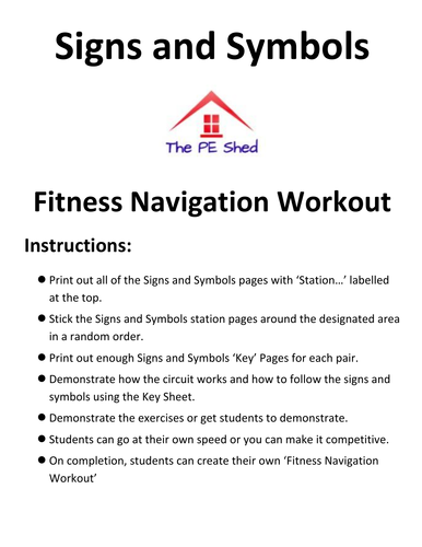 Signs and Symbols Fitness Navigation - The PE Shed | Teaching Resources