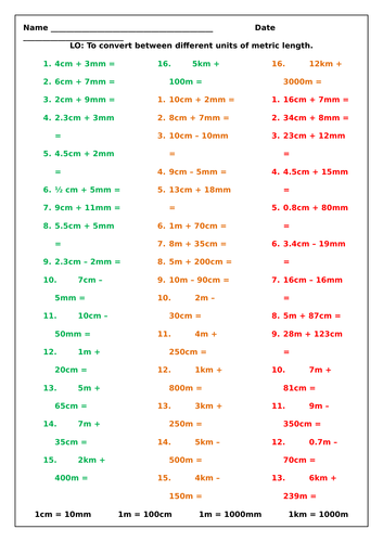 Measures Conversion - KS2 Y5 Y6 Convert between different units of ...